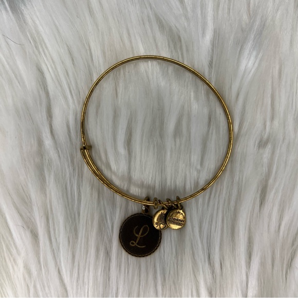 Alex and Ani | Jewelry | Alex And Ani Rafaelian Gold L Initial Monogram Charm Bangle | Poshmark